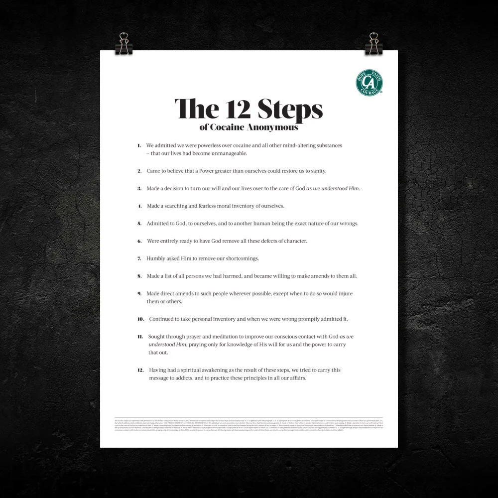 Poster Sinnesrobönen – CA Sverige, Cocaine Anonymous – för oss som har ...