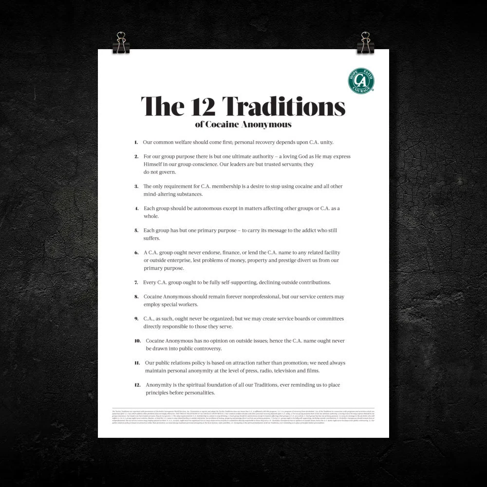Poster The 12 Traditions in English, 18x24 inch – CA Sverige, Cocaine ...