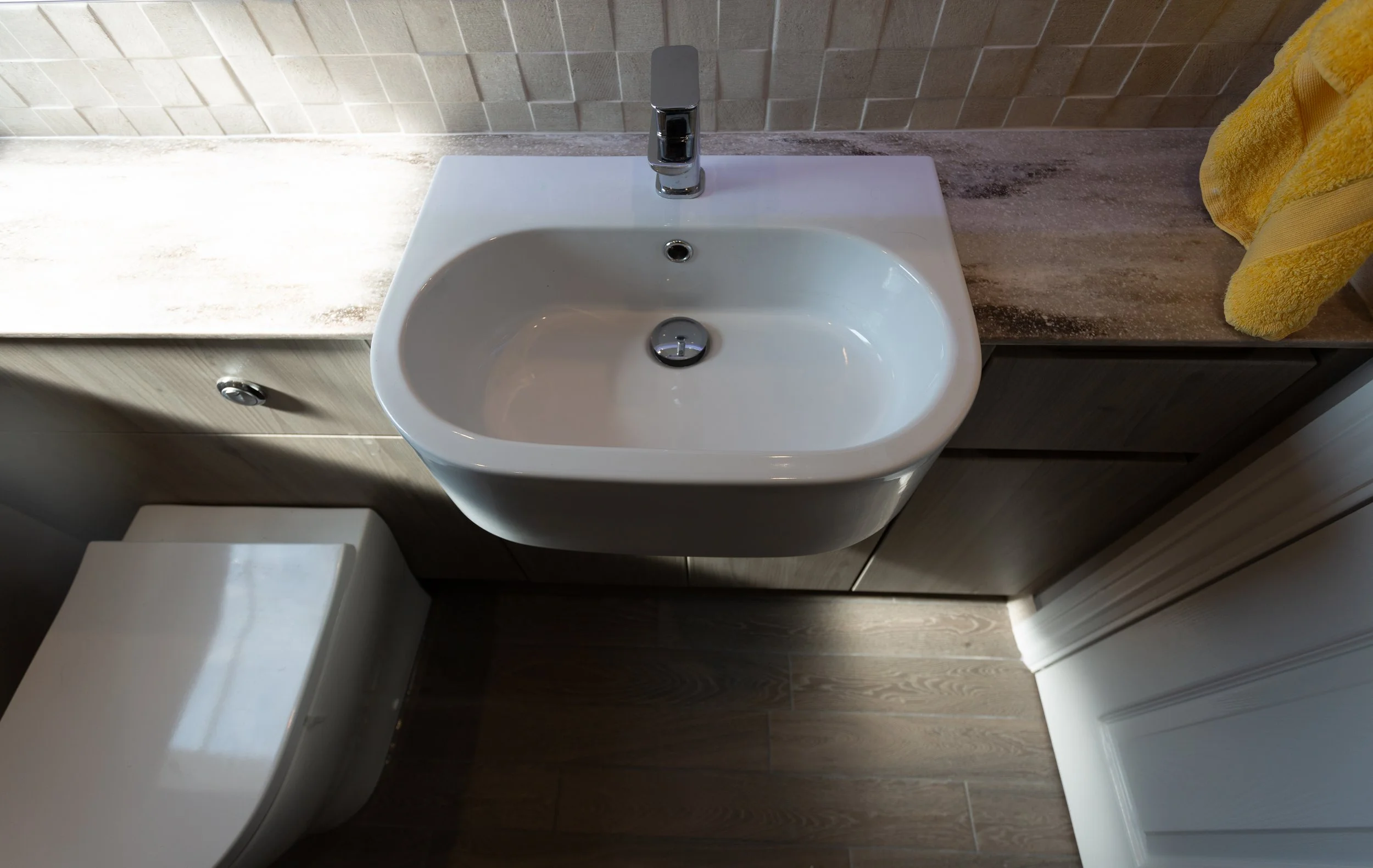 Modest family bathroom