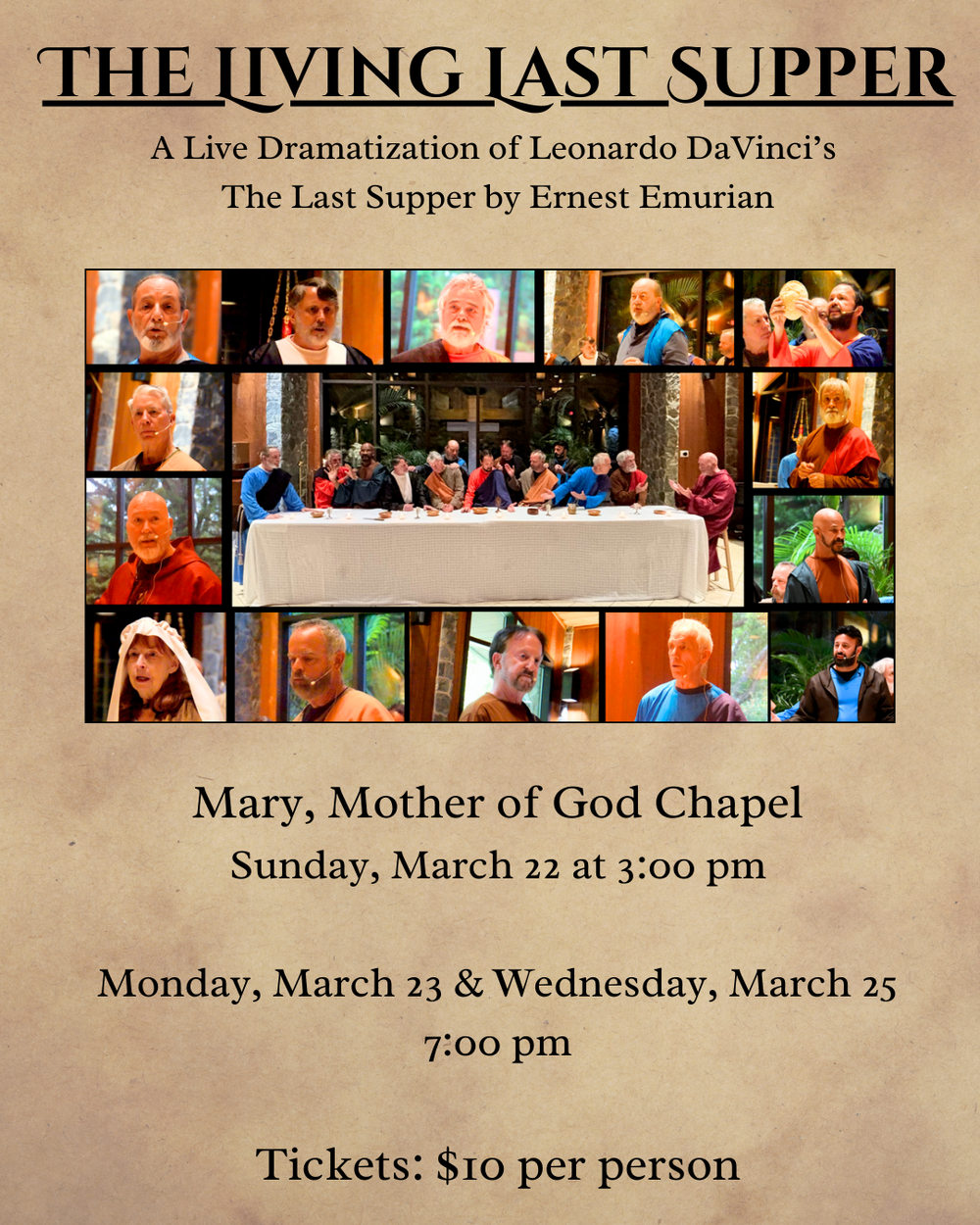 SOLD OUT- The Living Last Supper | San Pedro Center | Retreat ...