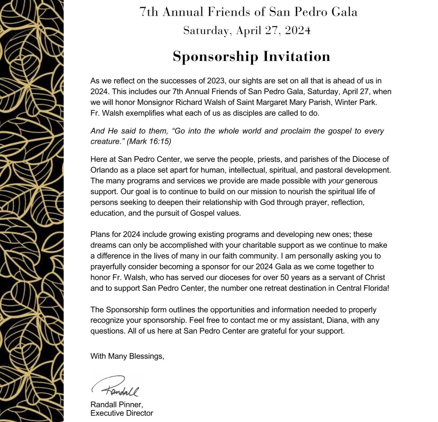 Gala Sponsorship | San Pedro Center | Winter Park, Florida