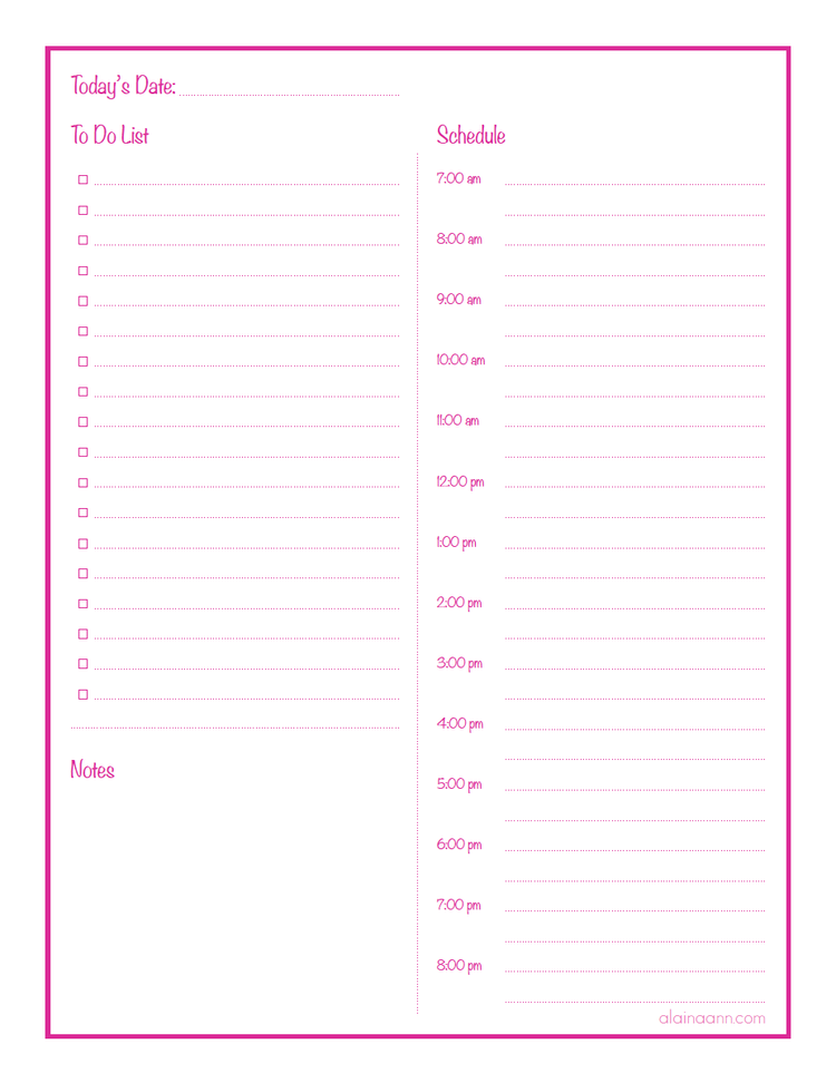 Daily Organizer Printable — Alaina Ann