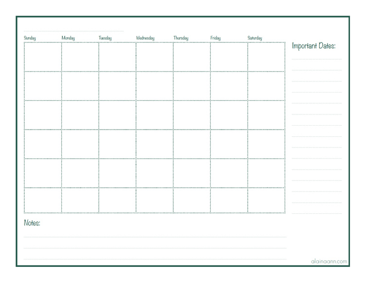 Monthly Organizer Printable — Alaina Ann
