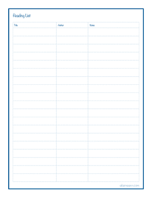 Reading List Printable — Alaina Ann