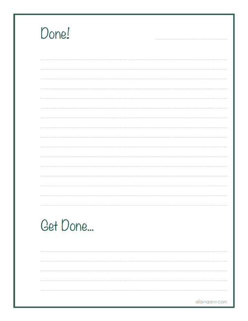 Done List Printable — Alaina Ann