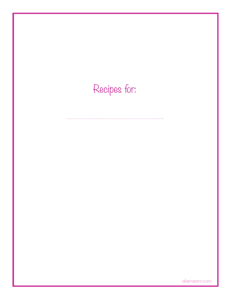 Recipe Binder Cover Sheets Printable — Alaina Ann