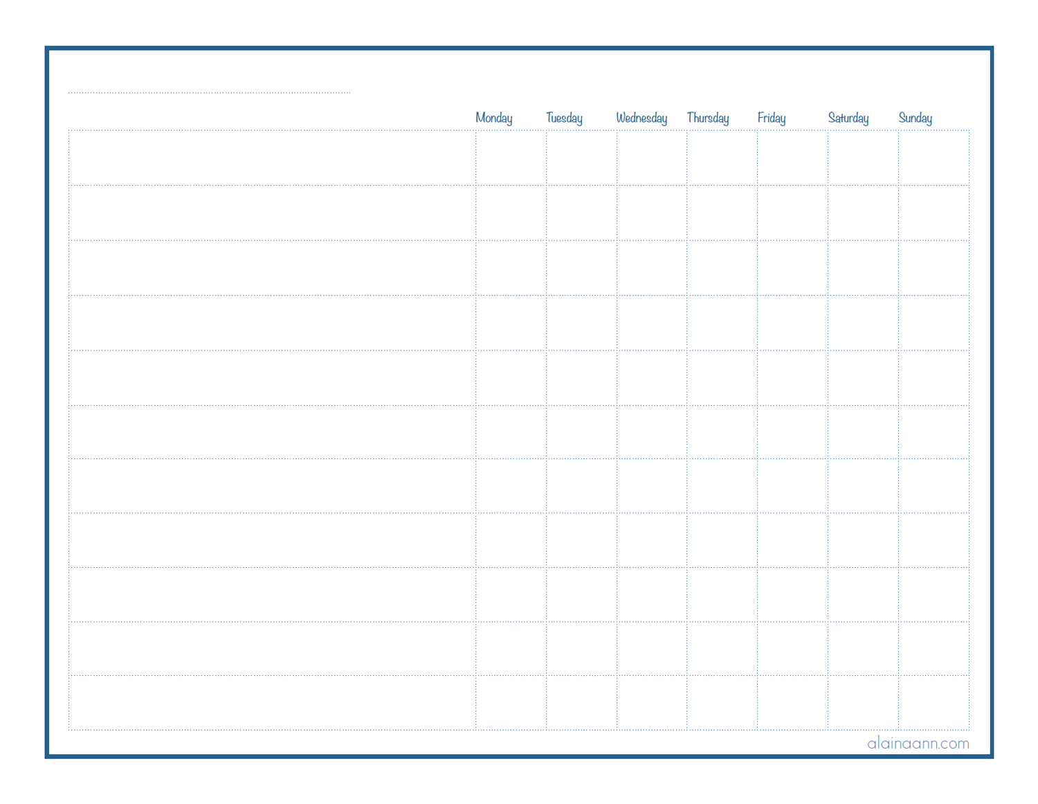 Weekly Routine Printable — Alaina Ann