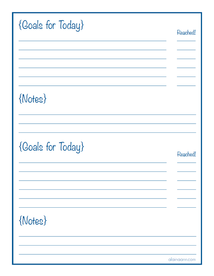 Split Daily Goals Printable — Alaina Ann