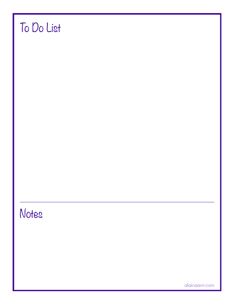 Blank To Do List with Notes Printable — Alaina Ann