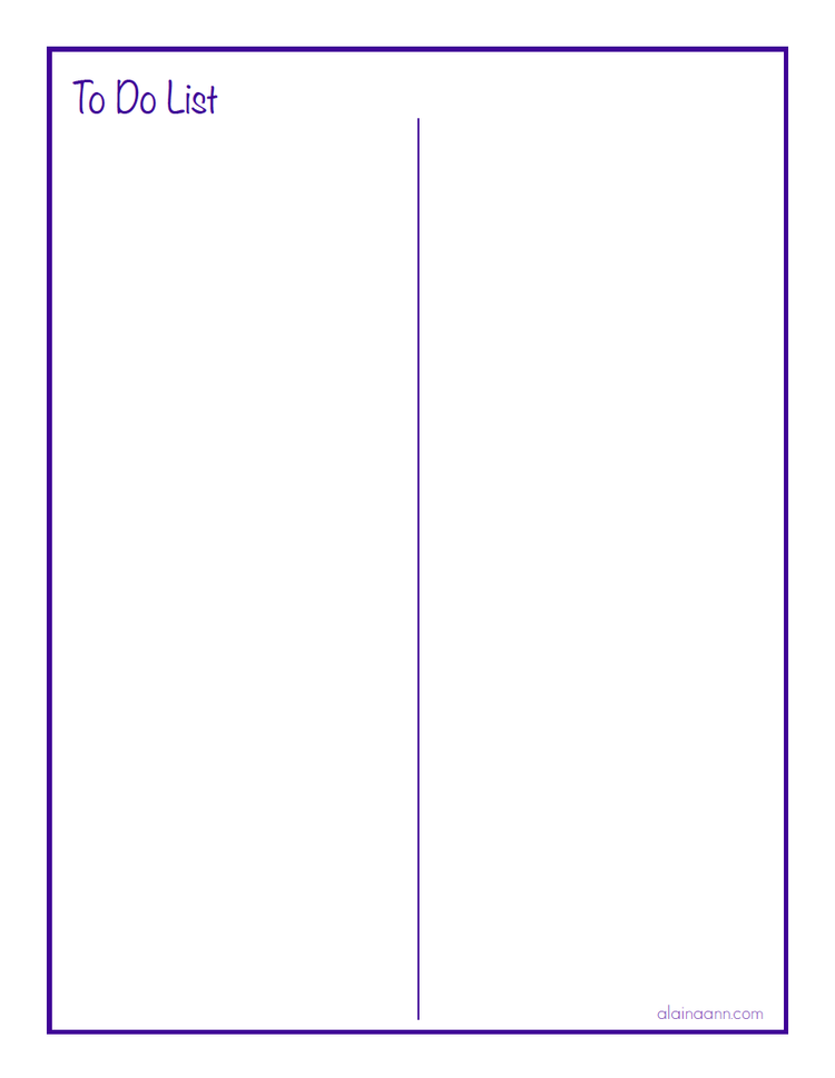 Blank Two Column To Do List Printable — Alaina Ann