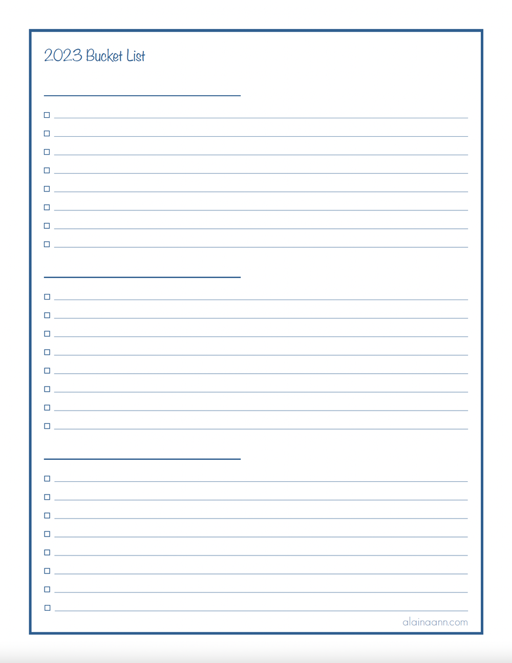 2023 Bucket List Printable — Alaina Ann