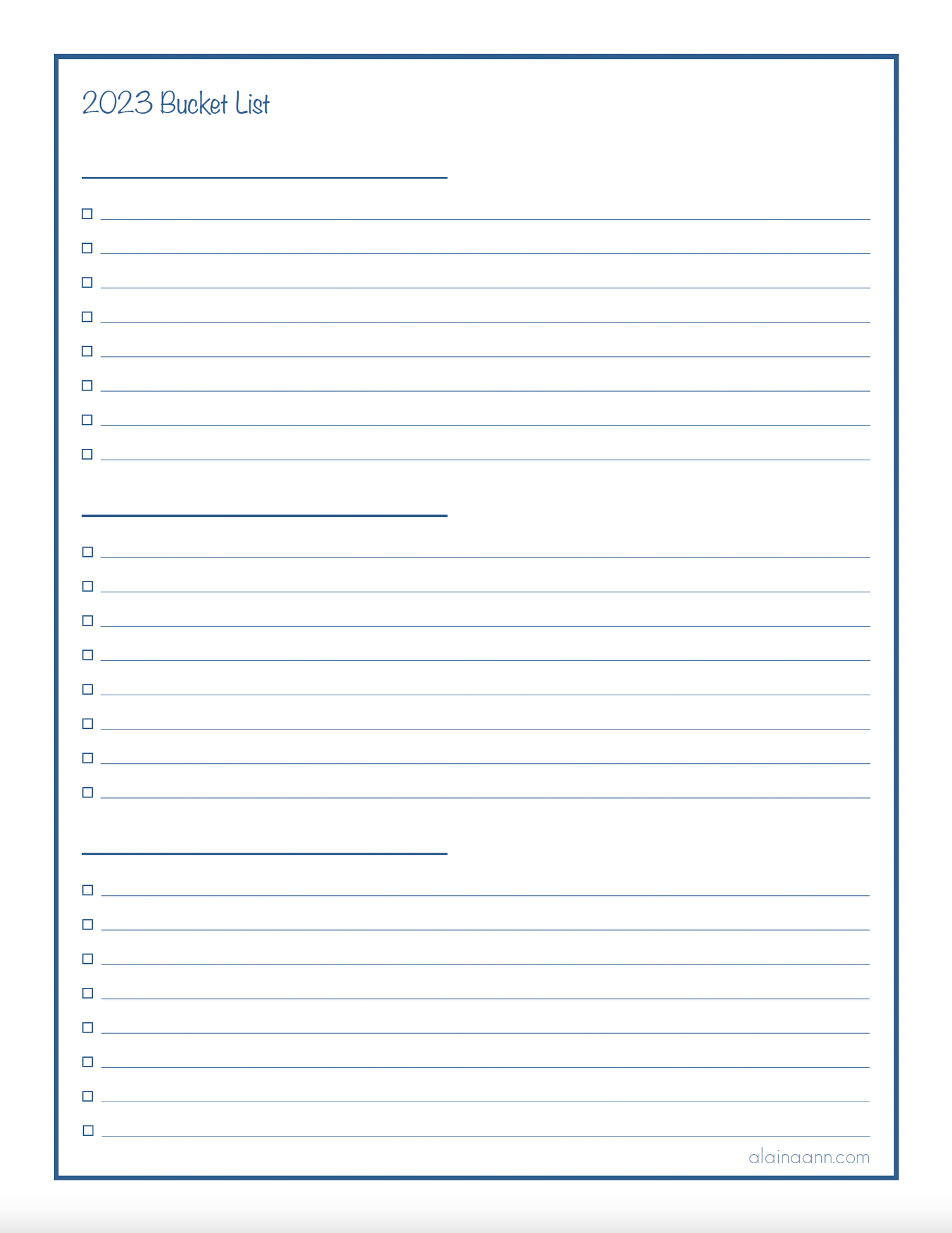 2023 Bucket List Printable — Alaina Ann