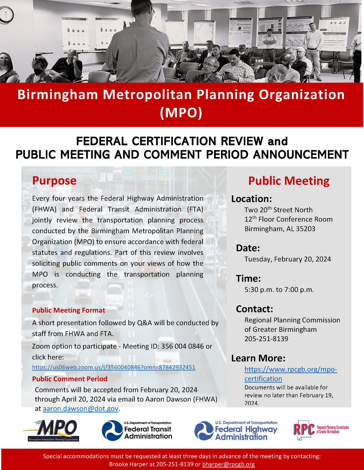 MPO Certification — Regional Planning Commission of Greater Birmingham
