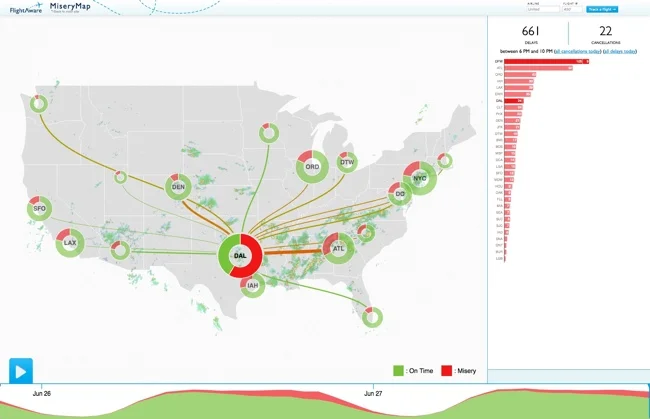 The U.S. MiseryMap of Flight Delays — Cool Infographics
