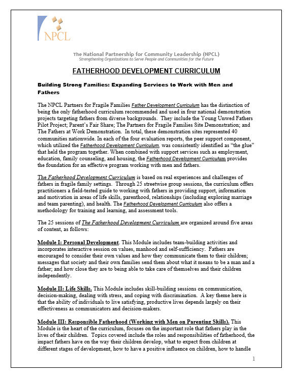Fatherhood Curriculum — NPCL