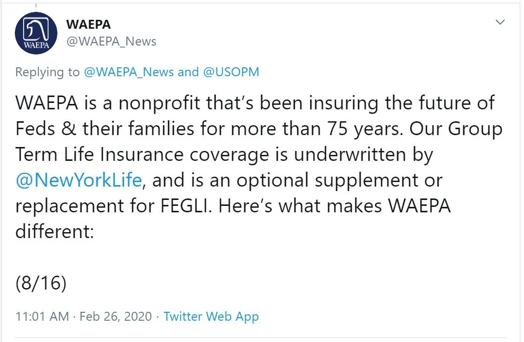 Your Questions about FEGLI and WAEPA, Answered. Via Twitter! — FEDmanager