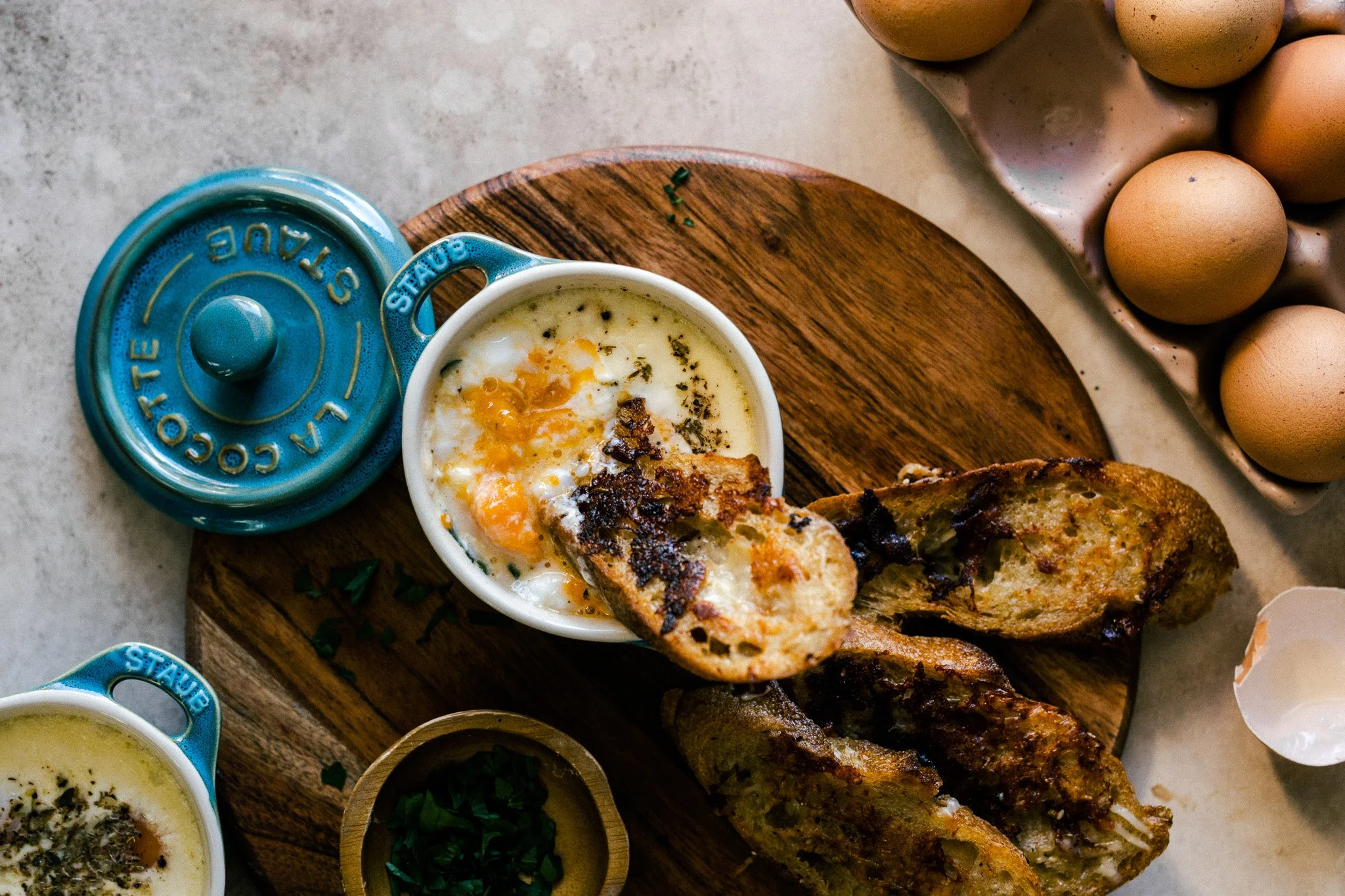 Eggs en Cocotte "Baked Eggs" — Honeysuckle