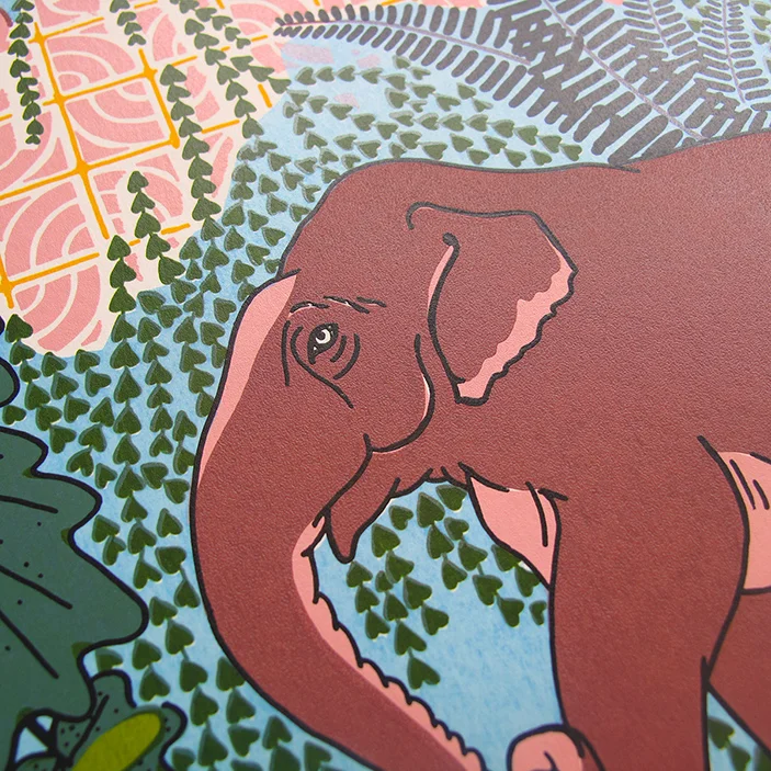 Jungle Elephant (Screen Print) — Claudia Borfiga