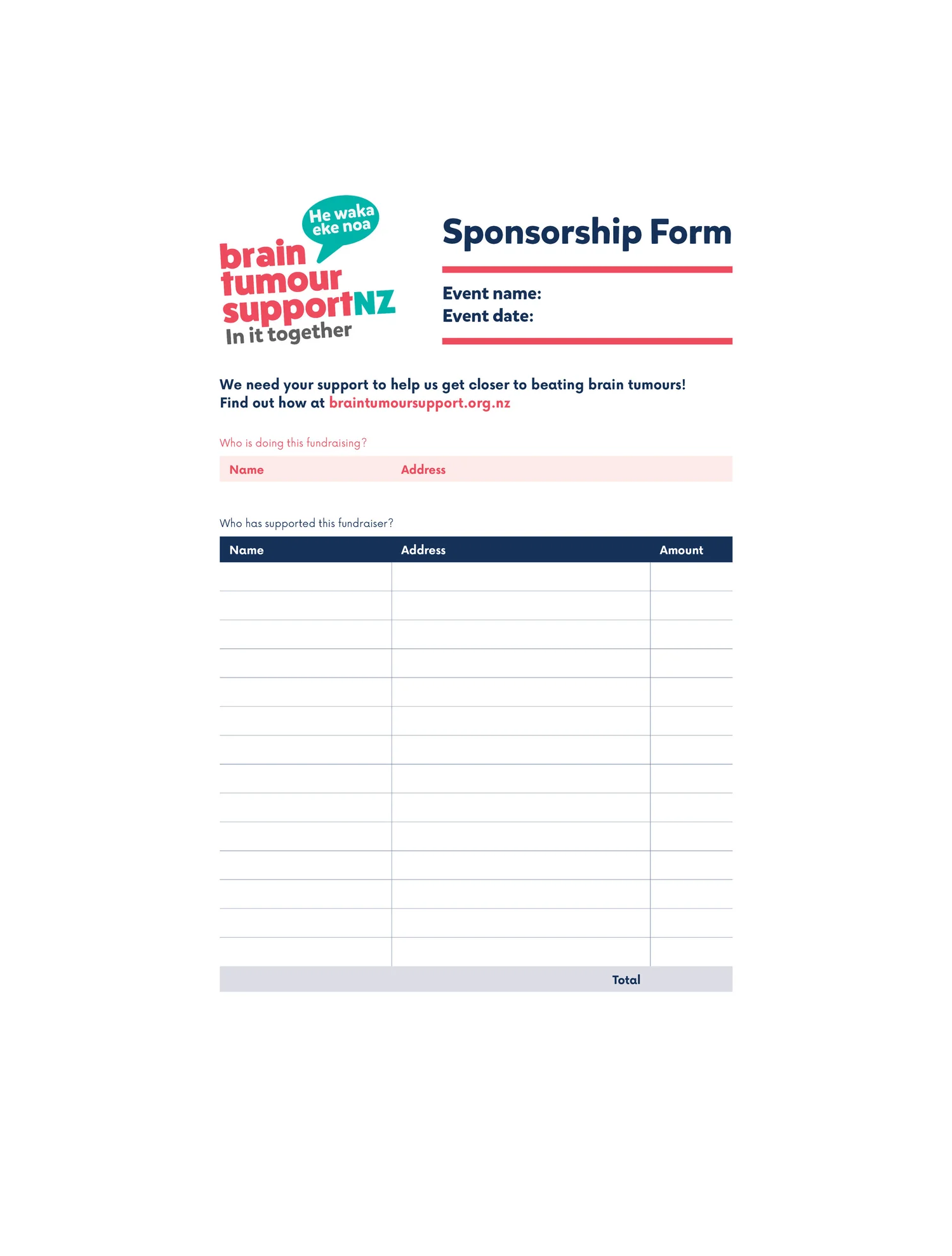 Fundraising Resources — Brain Tumour Support