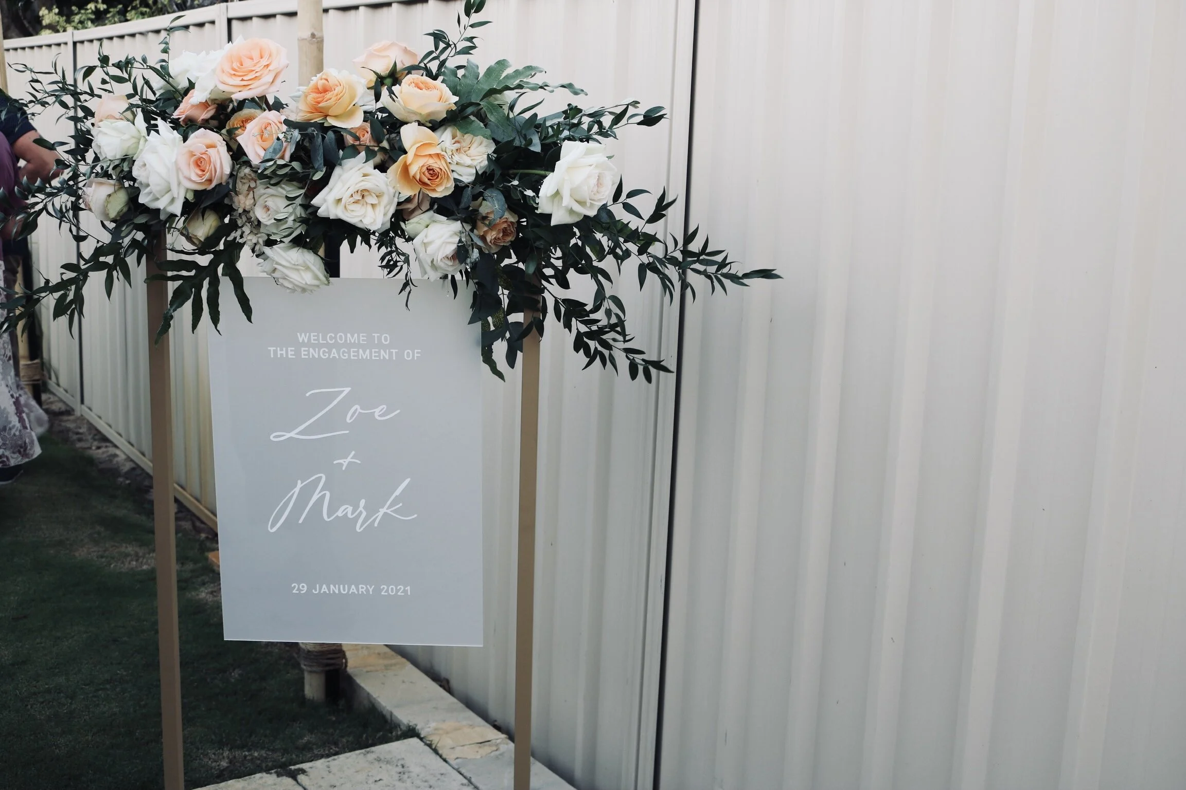 Gold Metal Signage Stand — Pretty Willow Prop Hire Perth