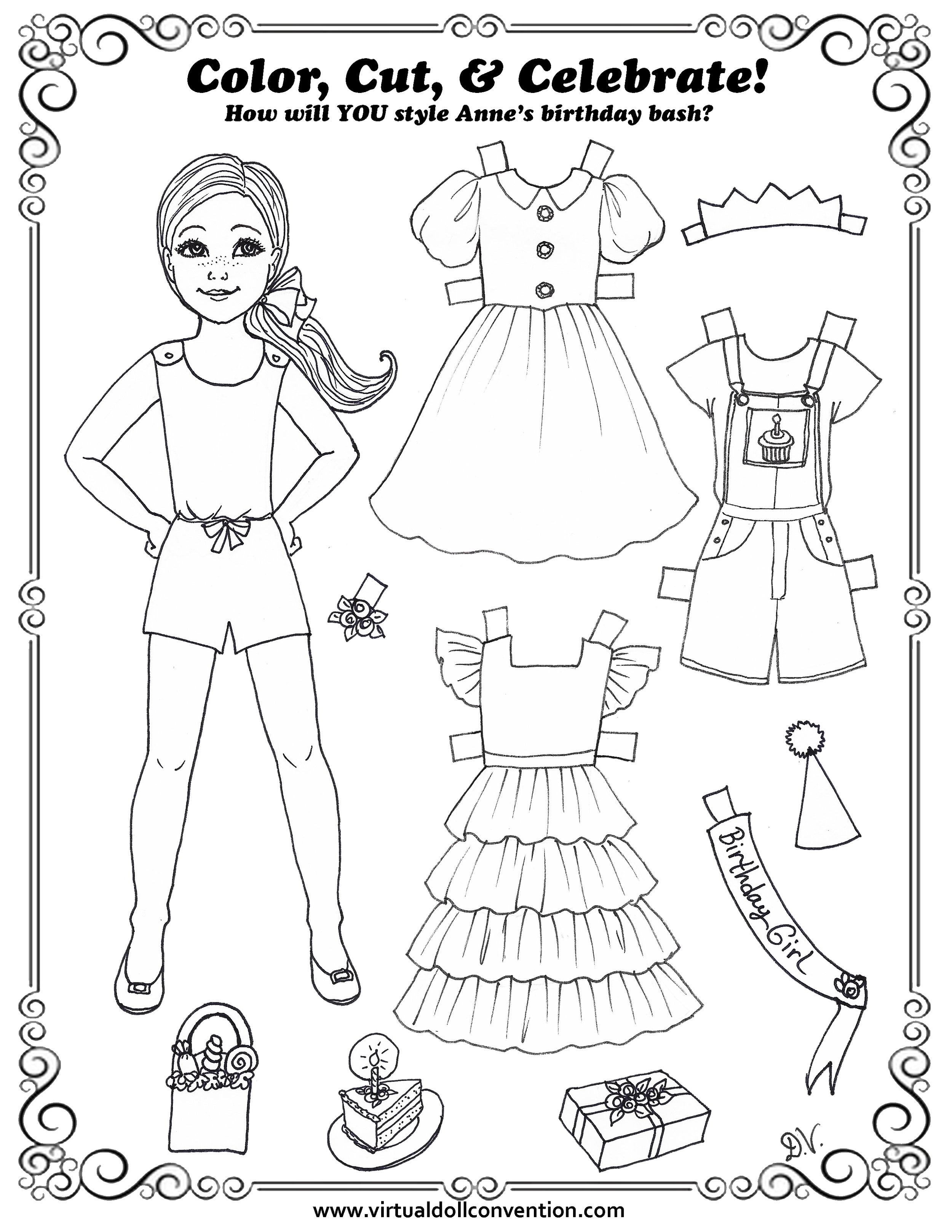 🖍️ Anne’s Birthday Bash Coloring Page – Design Your Own Party Style! — VDC