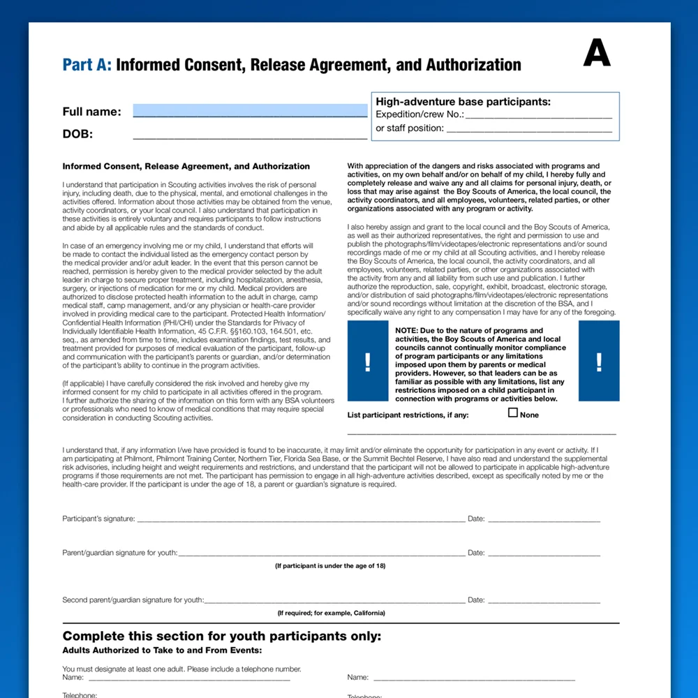 Health Forms — Pack 167 Store
