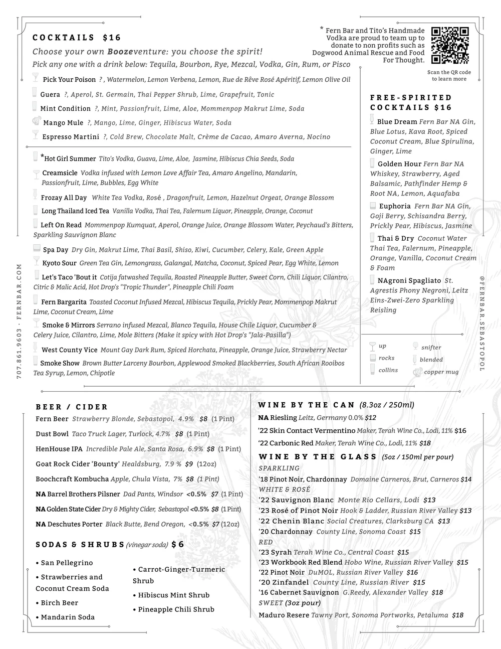 Menu — Fern Bar Events
