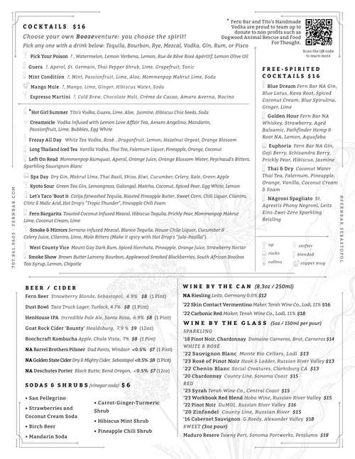 Menu — Fern Bar Events