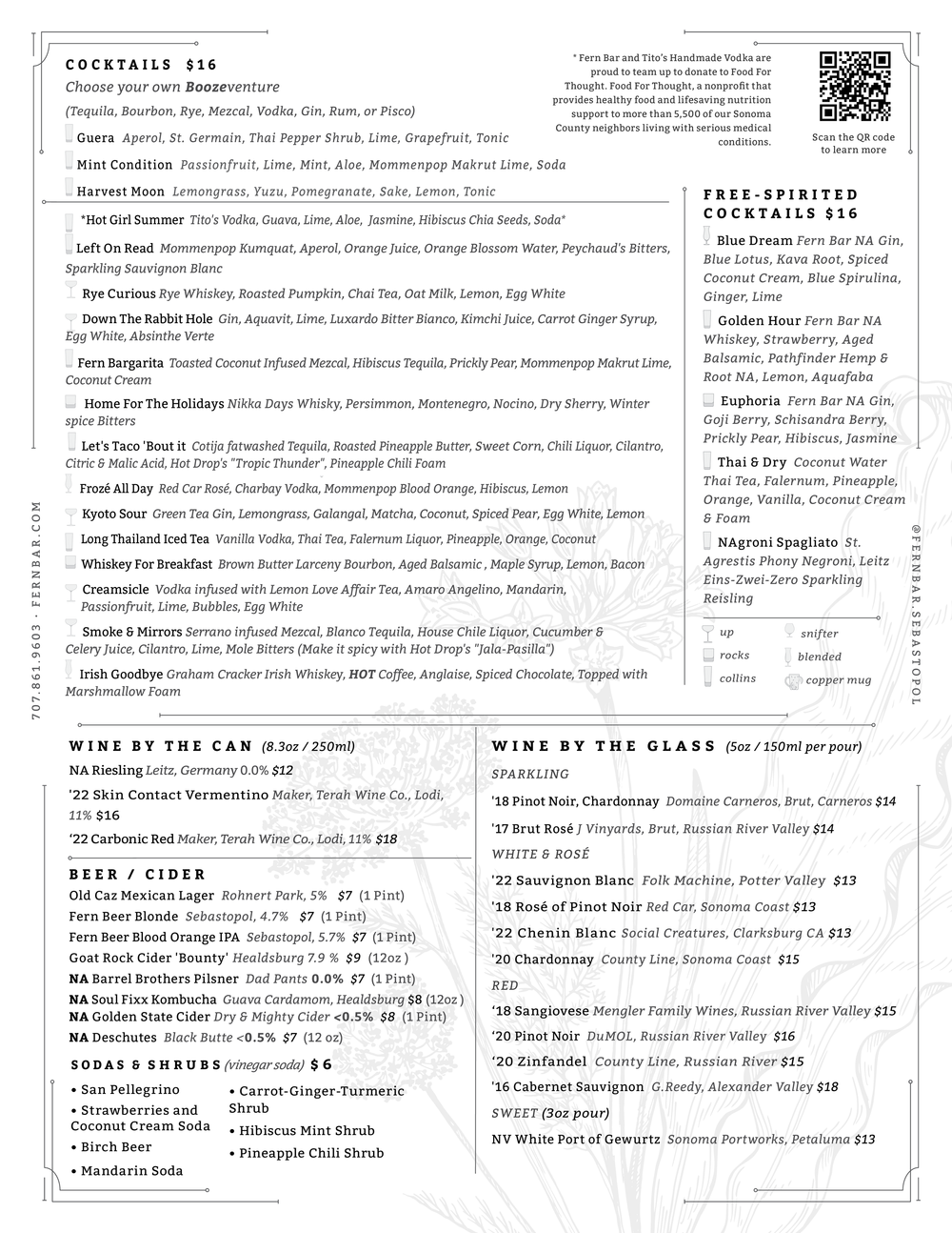 Menu — Sebastopol Restaurant, Bar, Live Music And Events In The Barlow