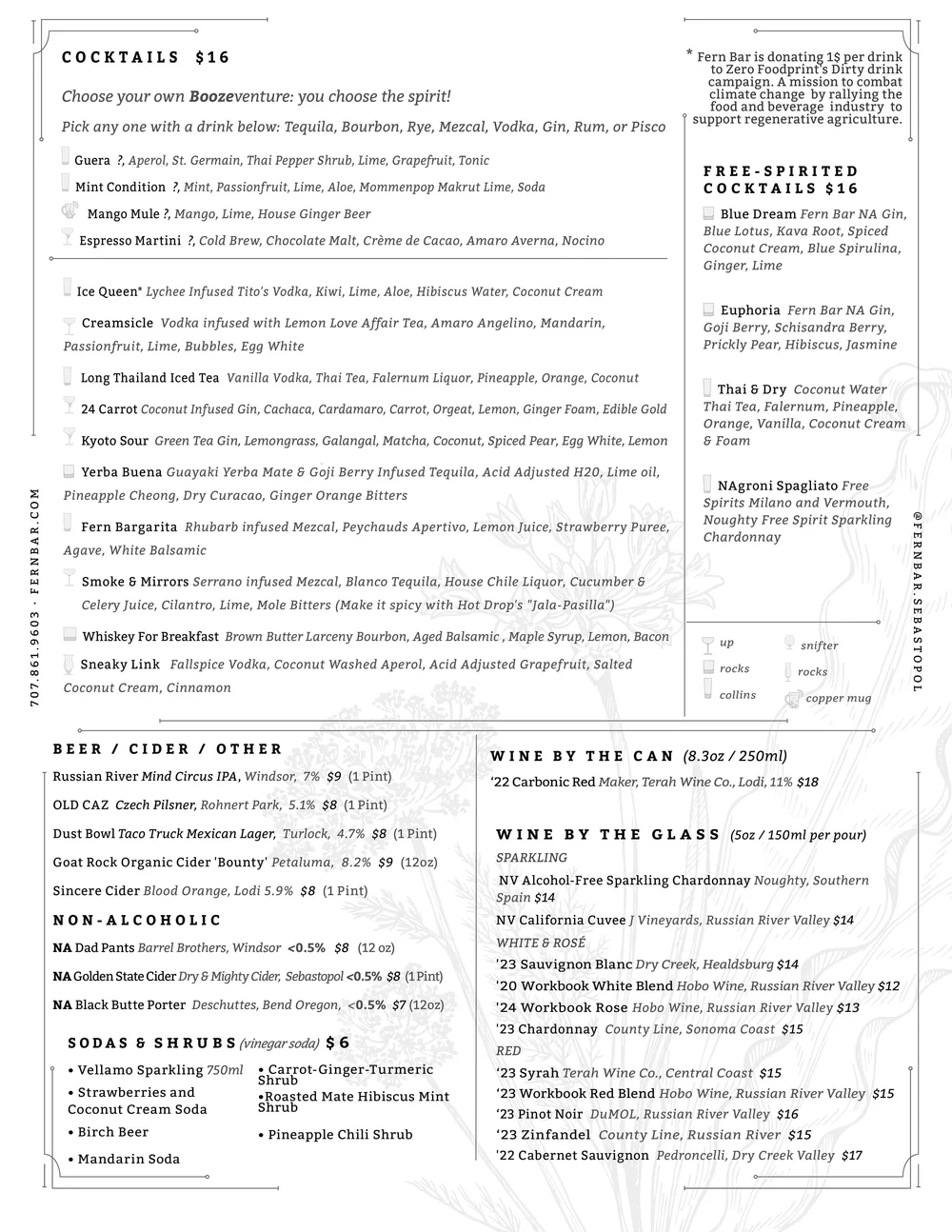 Menu — Fern Bar Events