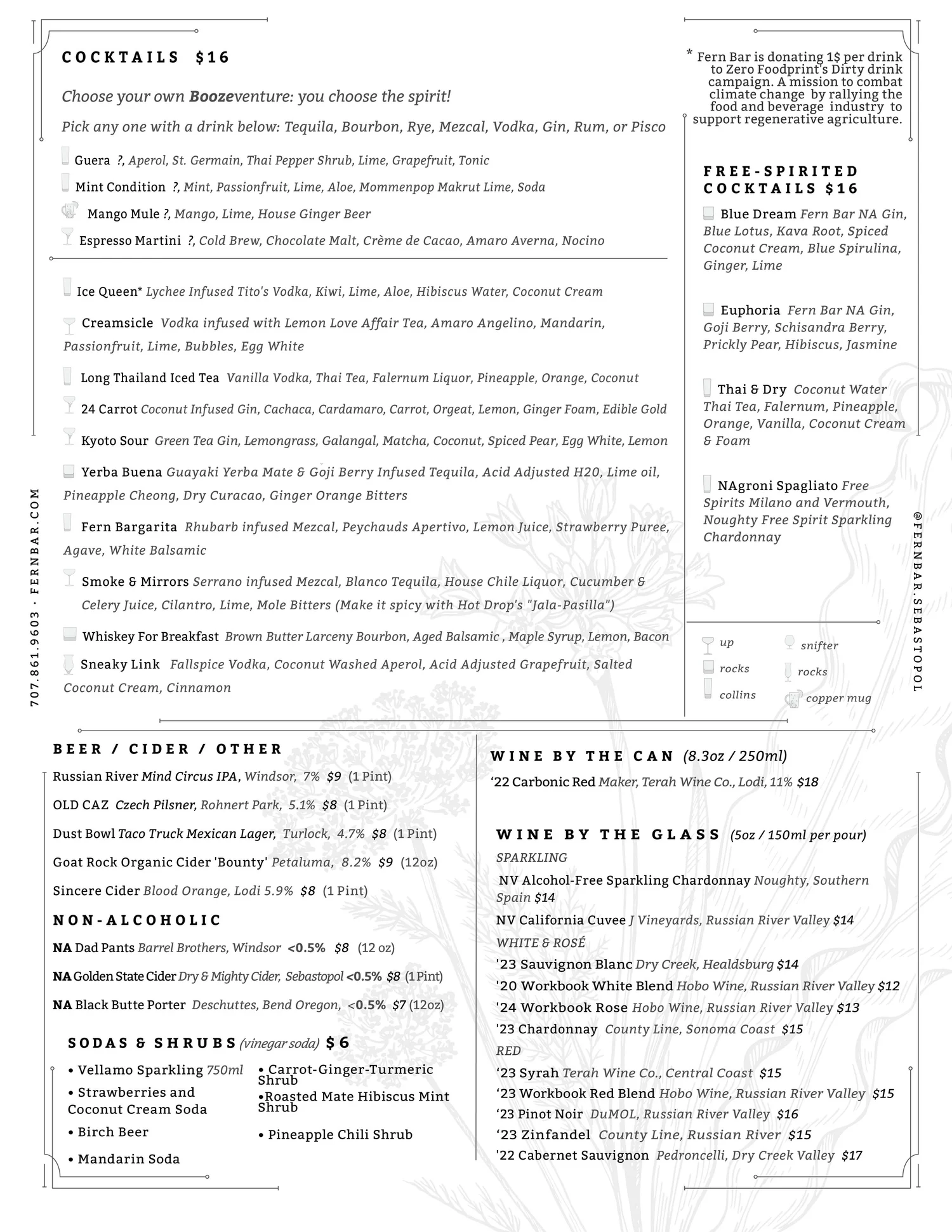 Menu — Fern Bar Events