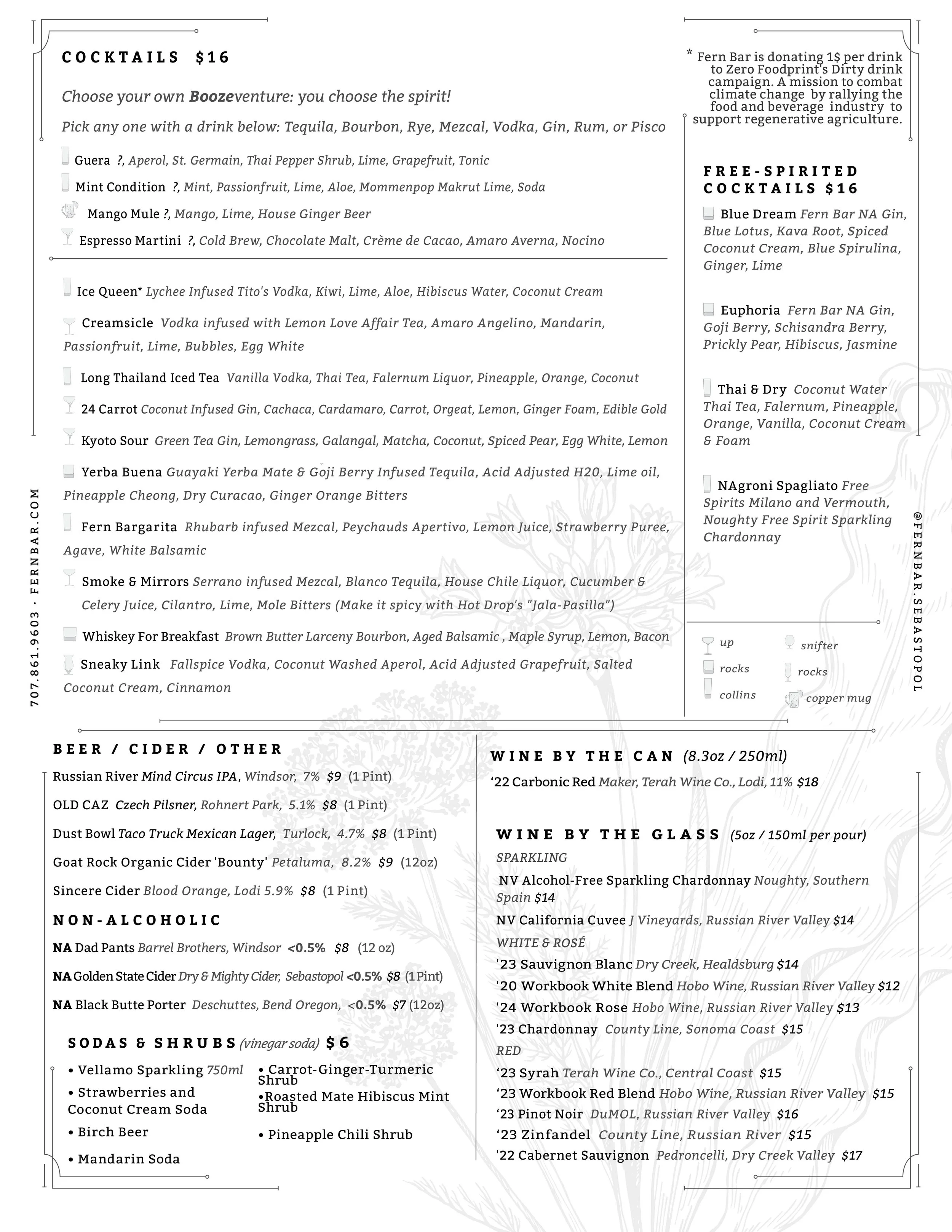 Menu — Fern Bar Events