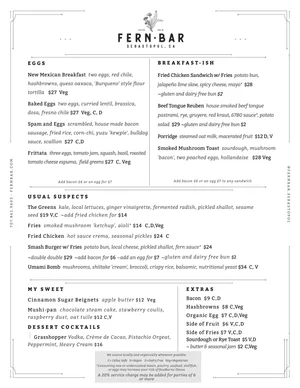 Menu — Fern Bar Events