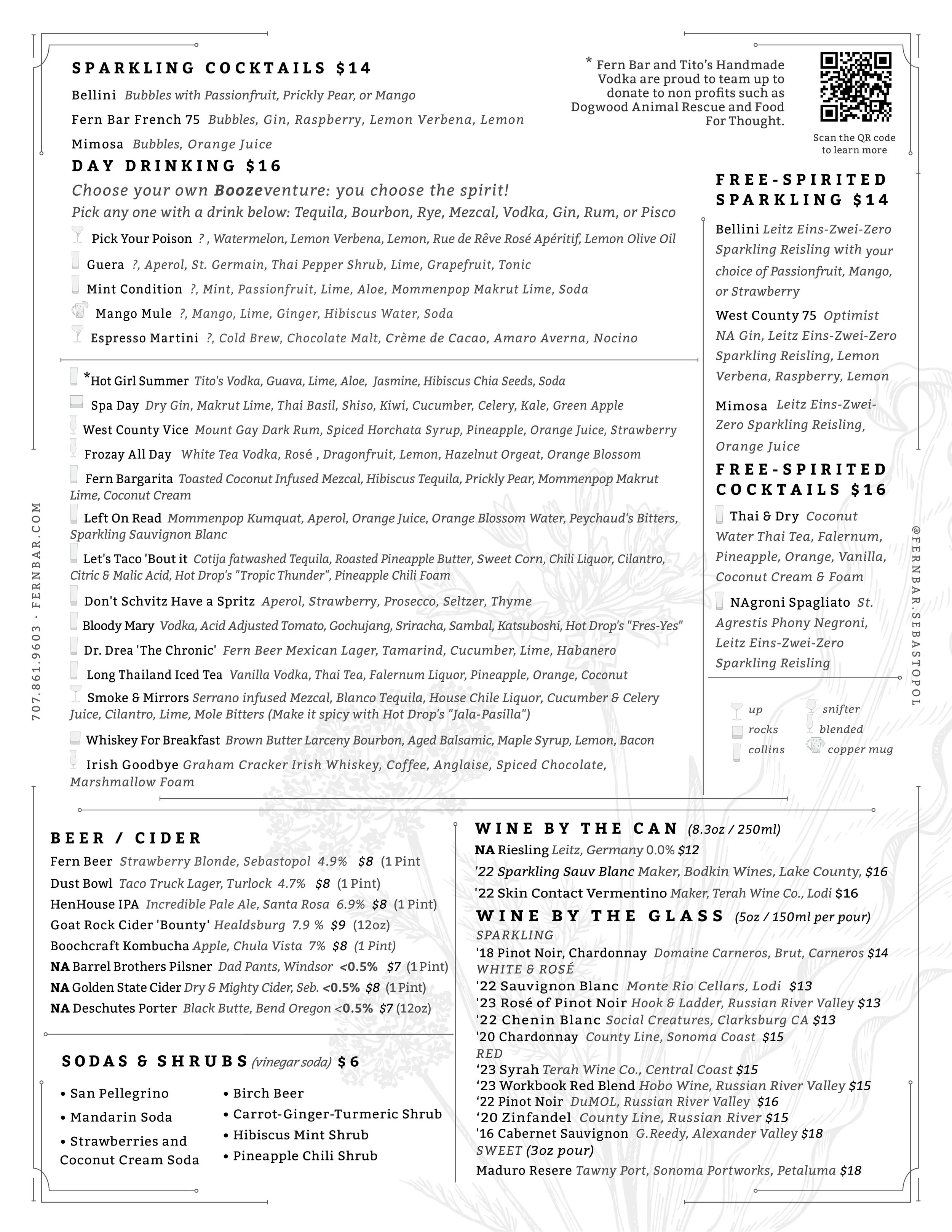 Menu — Fern Bar Events