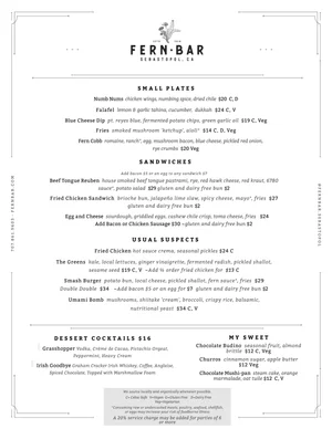 Menu — Fern Bar Events