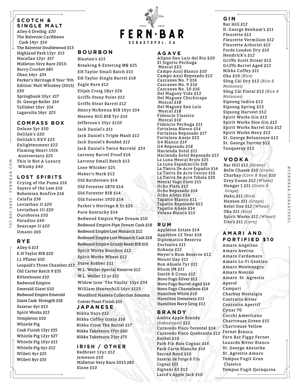 Menu — Fern Bar Events