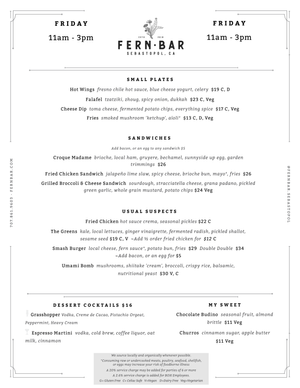 Menu — Sebastopol Restaurant, Bar, Live Music And Events In The Barlow