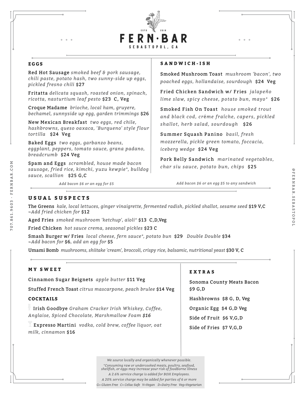 Menu — Sebastopol Restaurant, Bar, Live Music And Events In The Barlow