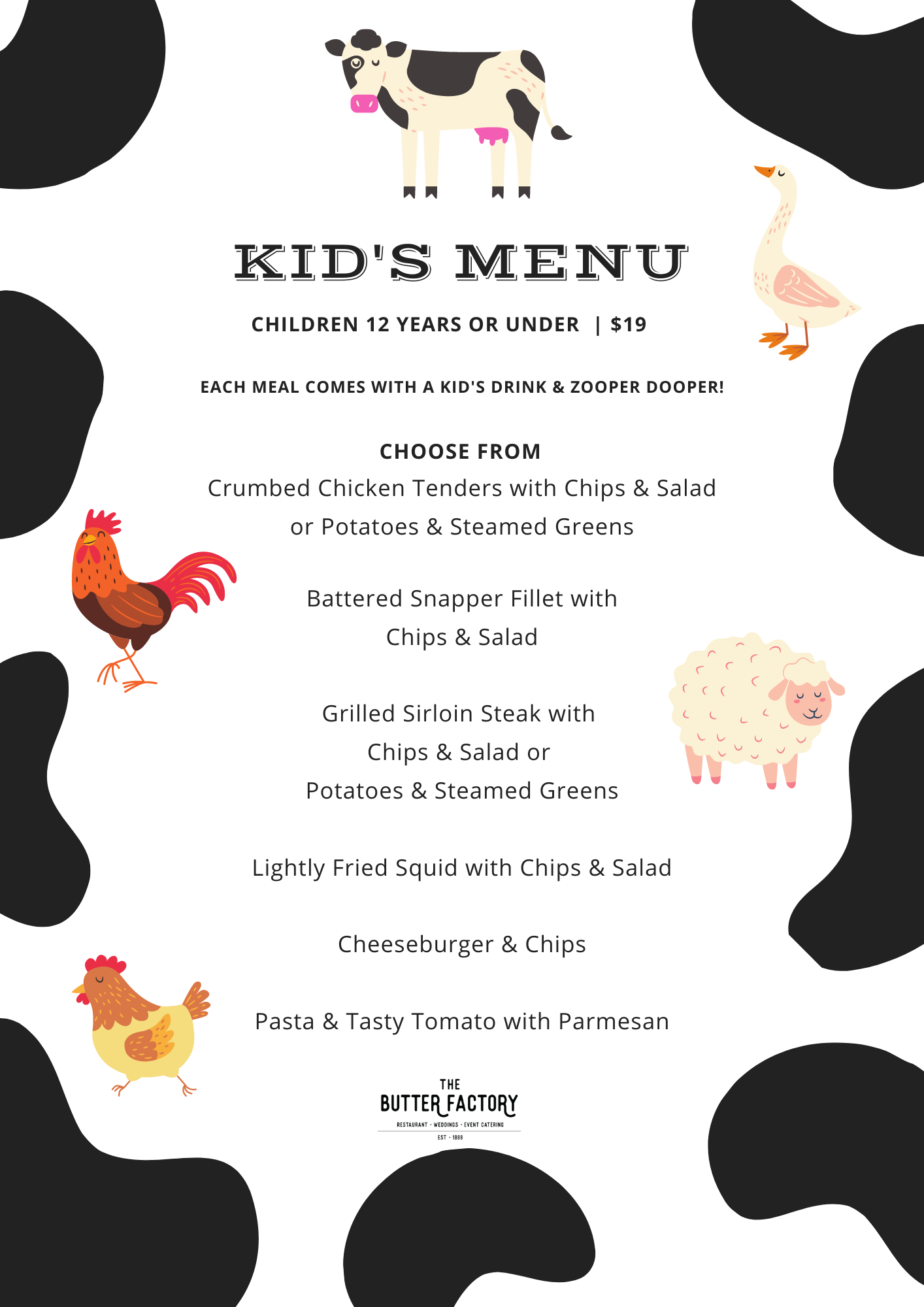 KID'S MENU — THE BUTTERFACTORY RESTAURANT