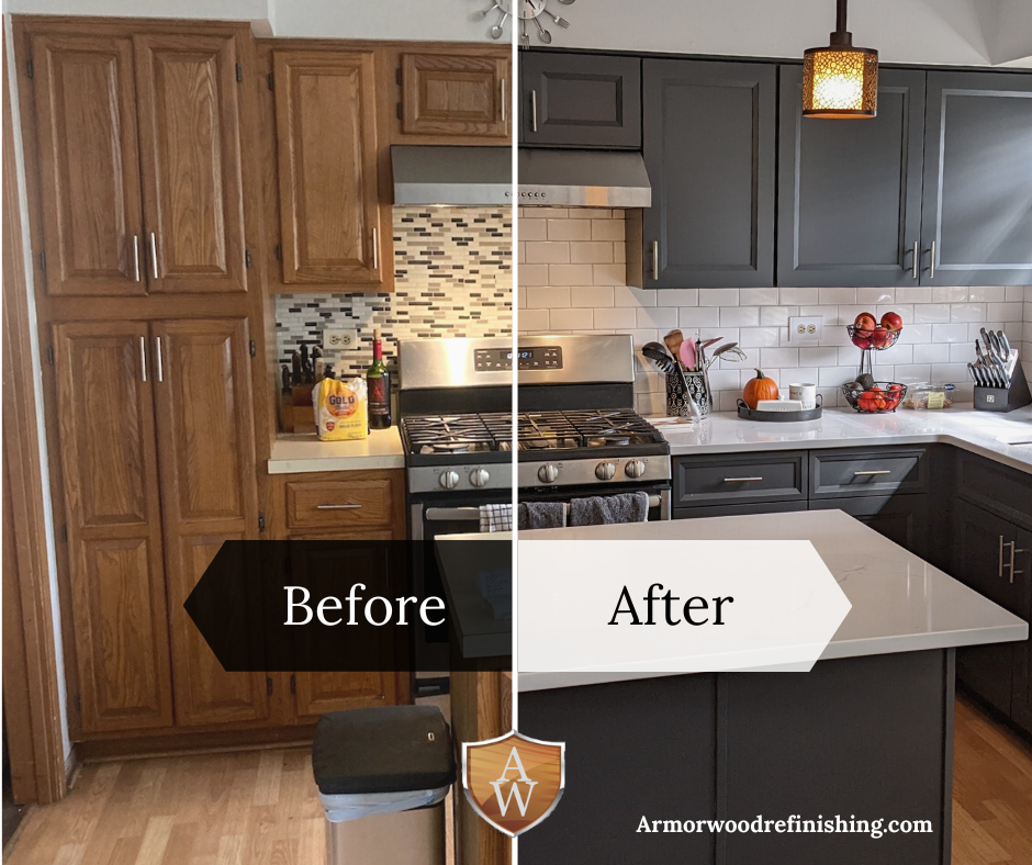 ArmorWood Refinishing — Cabinet Refacing - Before and After (Streamwood)