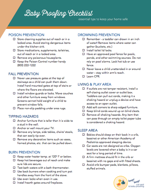 Babyproofing Checklist — beep! beep! car seat and baby proofing