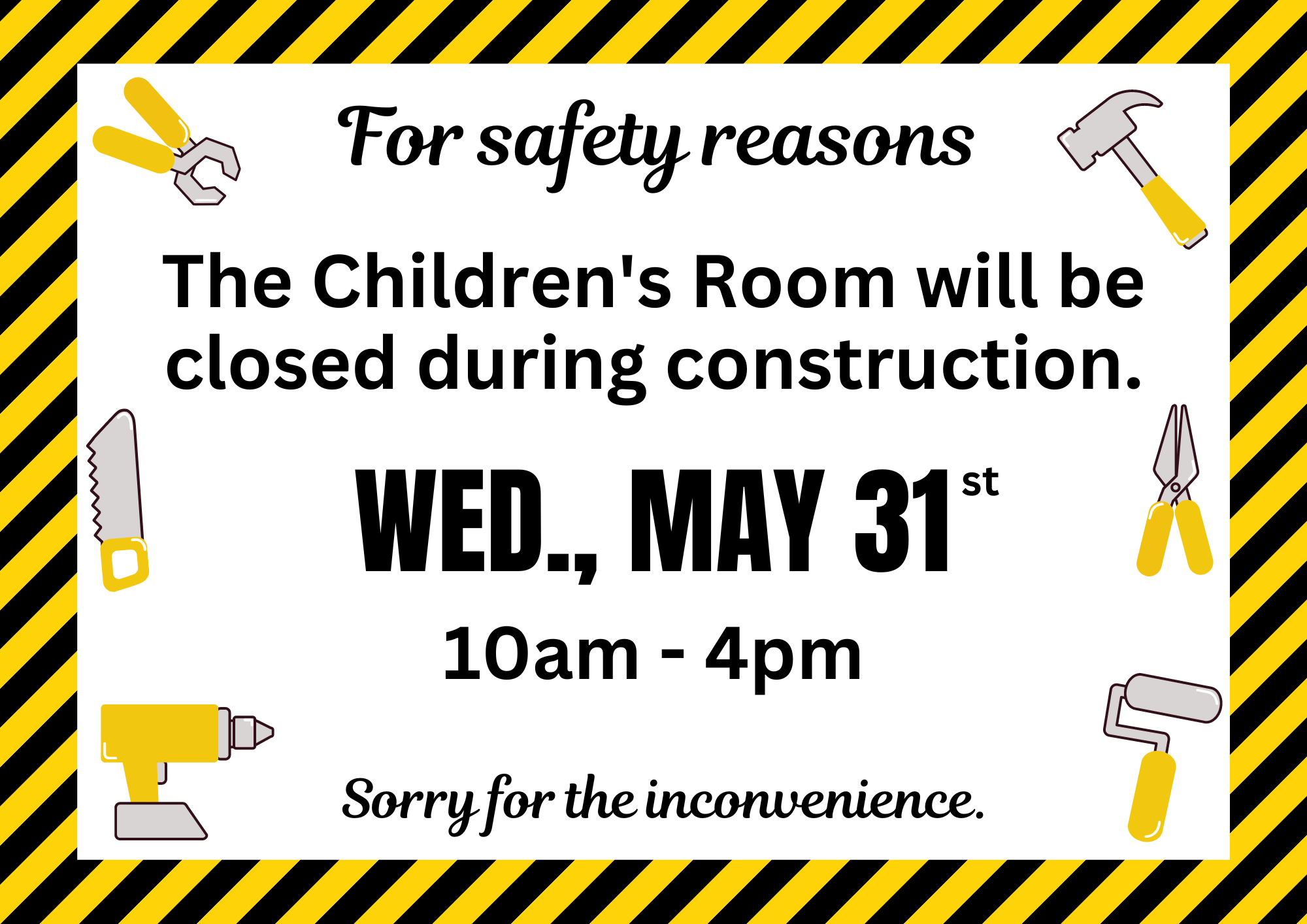 Children's Room closed due to construction. — Red Bank Public Library