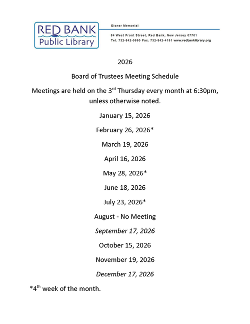 Board of Trustees Meeting — Red Bank Public Library