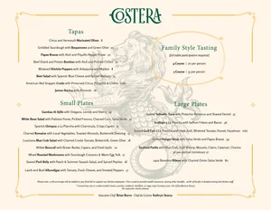 Food Menu - Costera | Coastal Spanish Cuisine | Uptown New Orleans