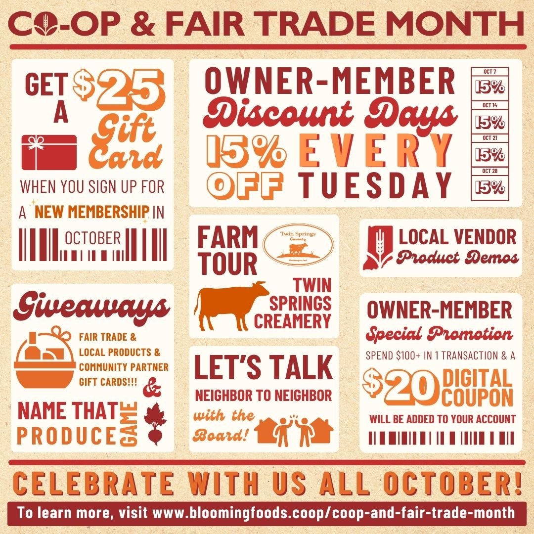 October is Co-op & Fair Trade Month!! — Bloomingfoods Co-op Market