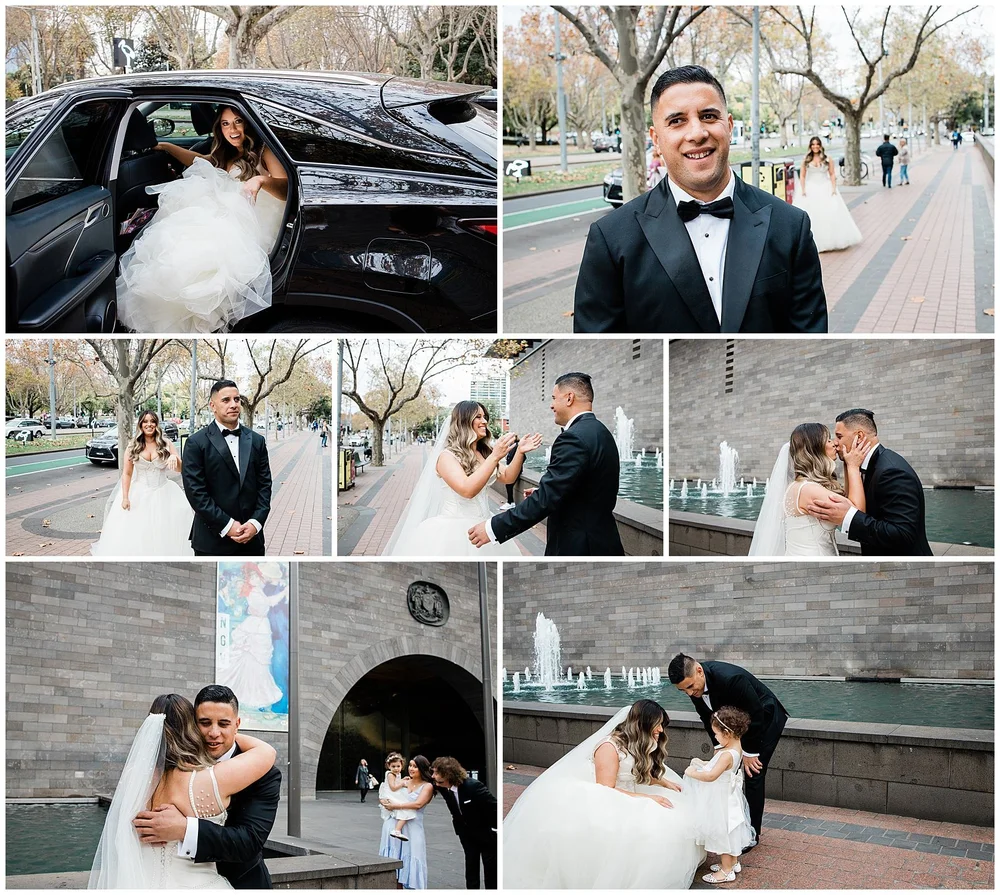 Aerial South Wharf : A modern wedding day in Melbourne