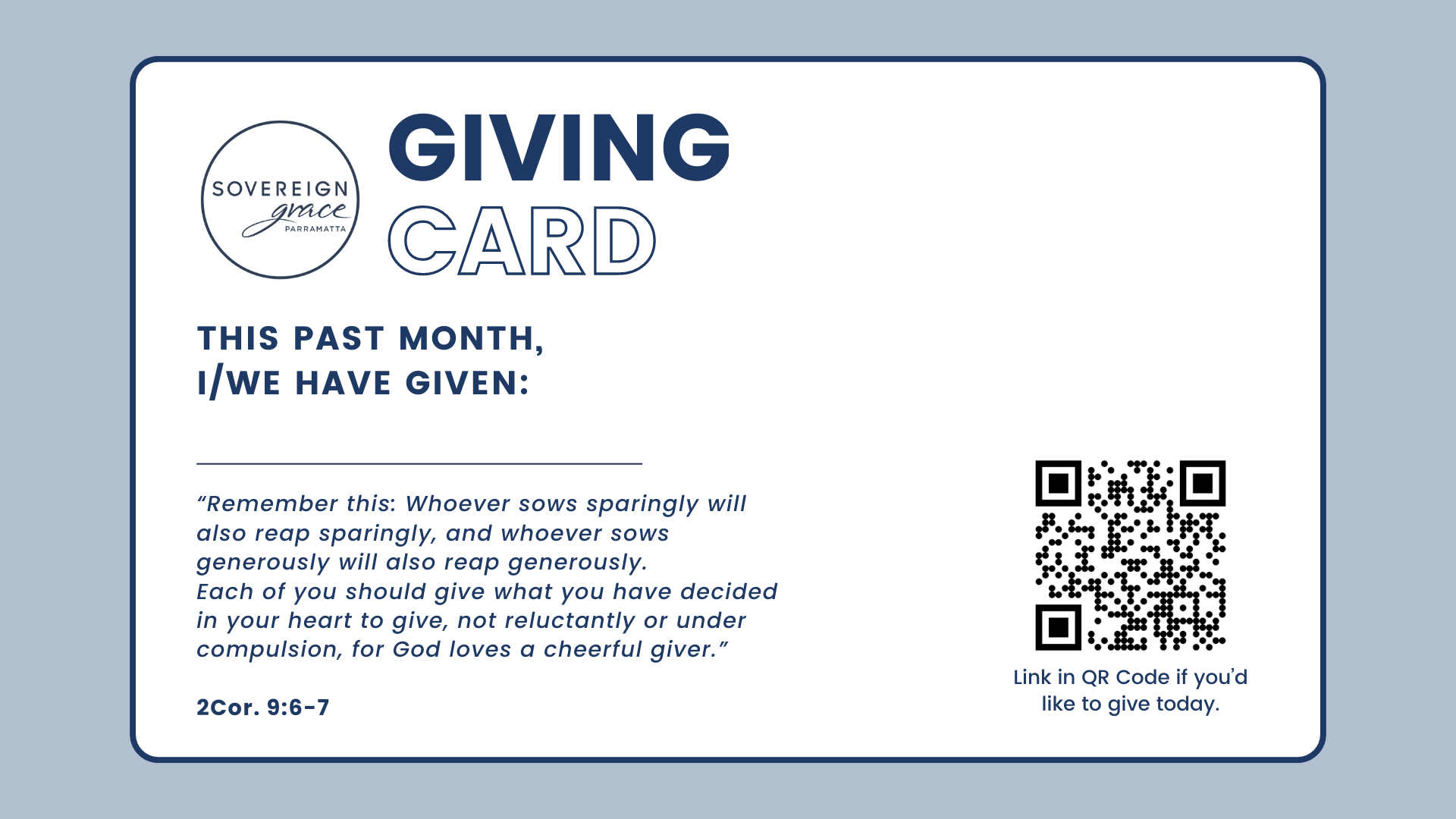 Giving Cards — Sovereign Grace Church Parramatta