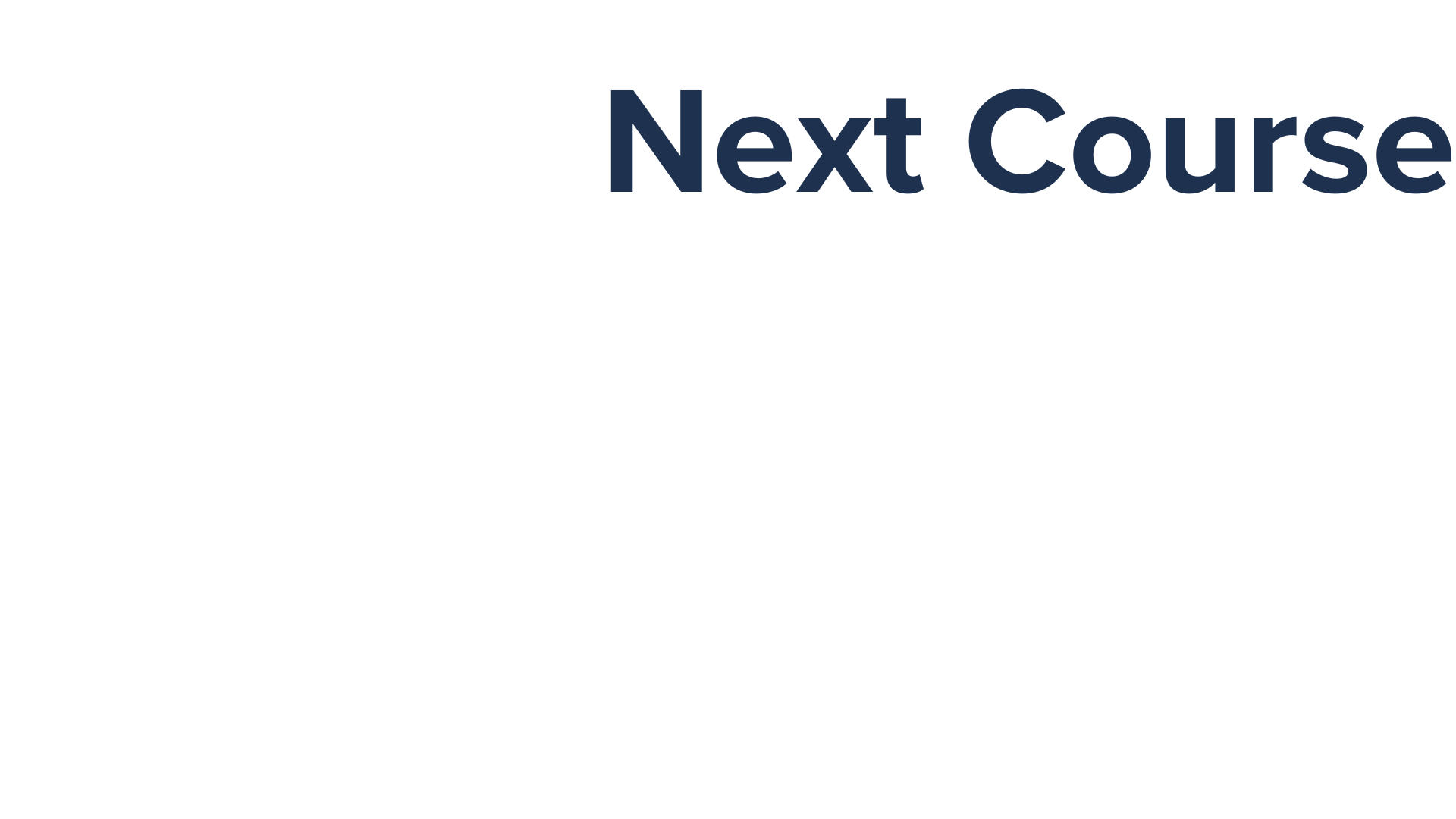 The Bridge Course — Sovereign Grace Church Parramatta