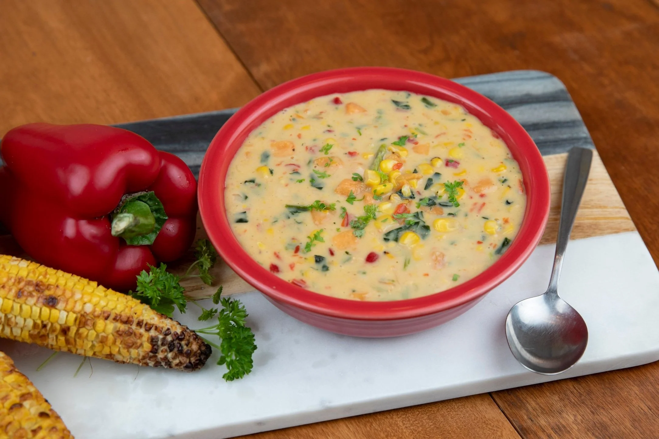 Roasted Corn & Red Pepper Chowder — Herban Fresh Soups