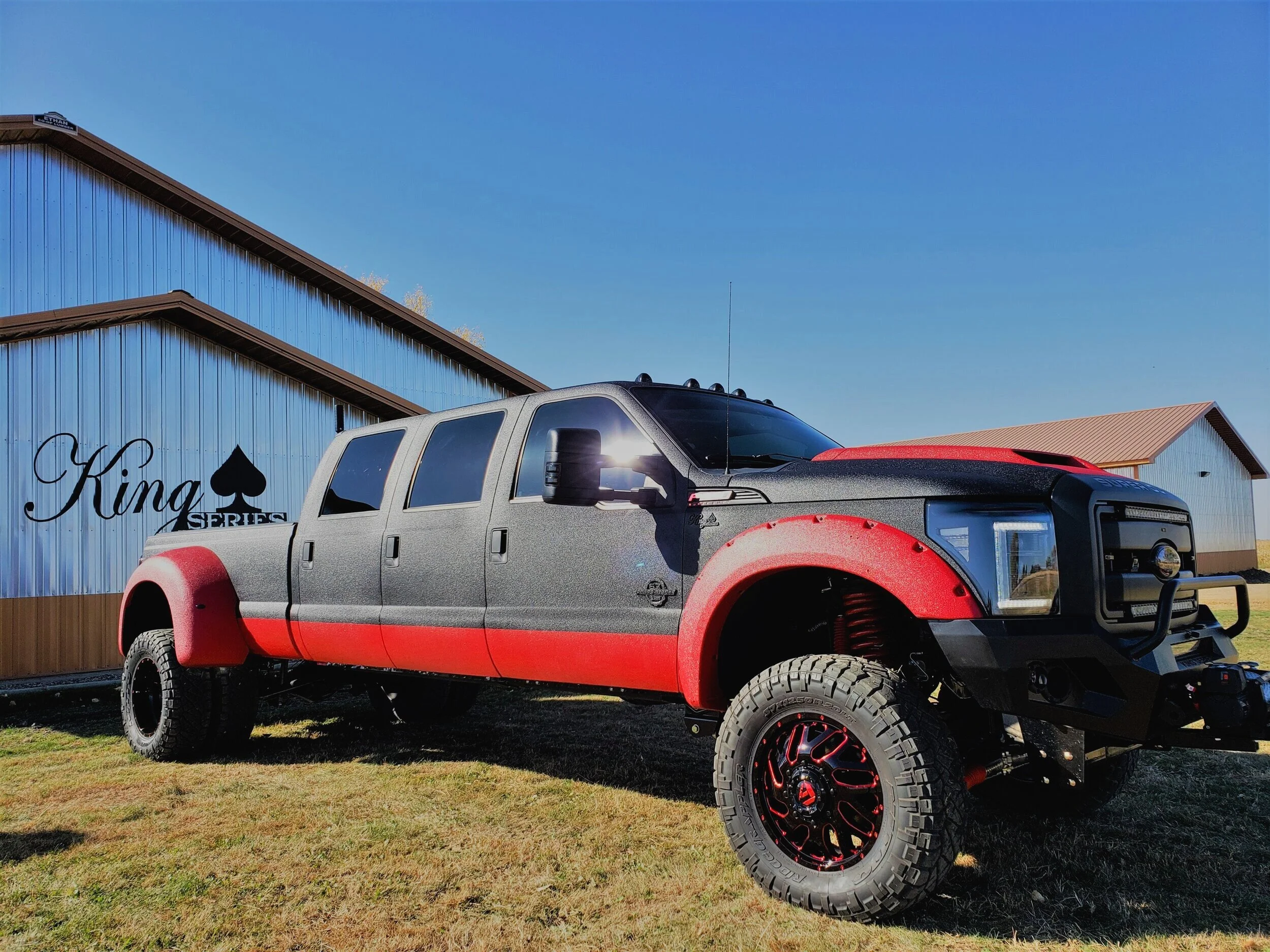 Red Black King Series Ford F350 6 Door Dually Truck KING SERIES